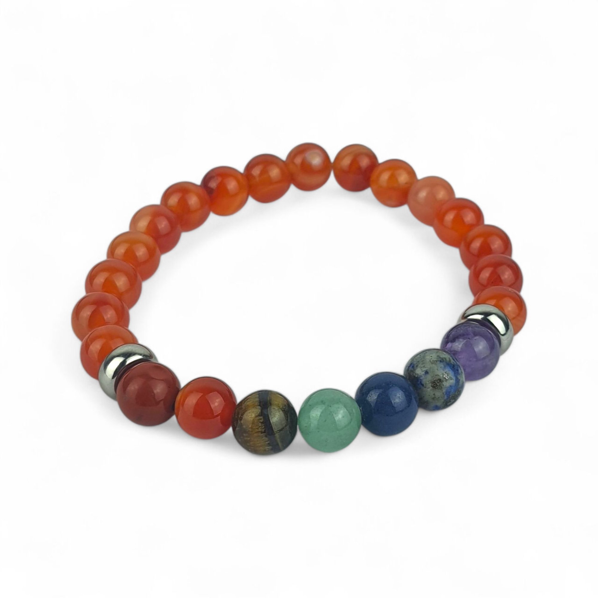 R.A. Artesanato - cod: 10541-9 - PULSEIRA 7 CHAKRAS - AGATA DE FOGO